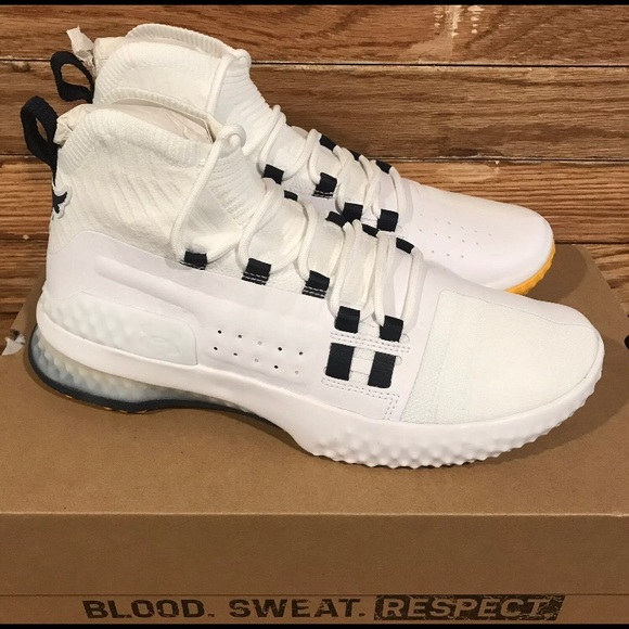 Under Armour | Shoes | Ua Project Rock White Gold Navy Training Shoes ...